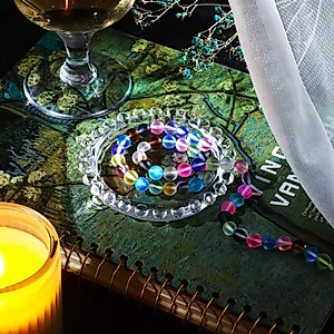 Yaomiao 140 Pcs 8 mm Mermaid Glass Beads Bulk Matte Crystal Glass Beads Frosted Moonstone Beads for Jewelry Making Crafts DIY, Multicolor