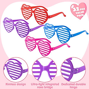 JOYIN 32 Packs Valentines Day Shade Glasses with Gift Cards Heart Shaped Shutter Glasses Heart Glasses Valentines Day Accessories for Kids Valentine's Party Favor Classroom Exchange Prize Supplies