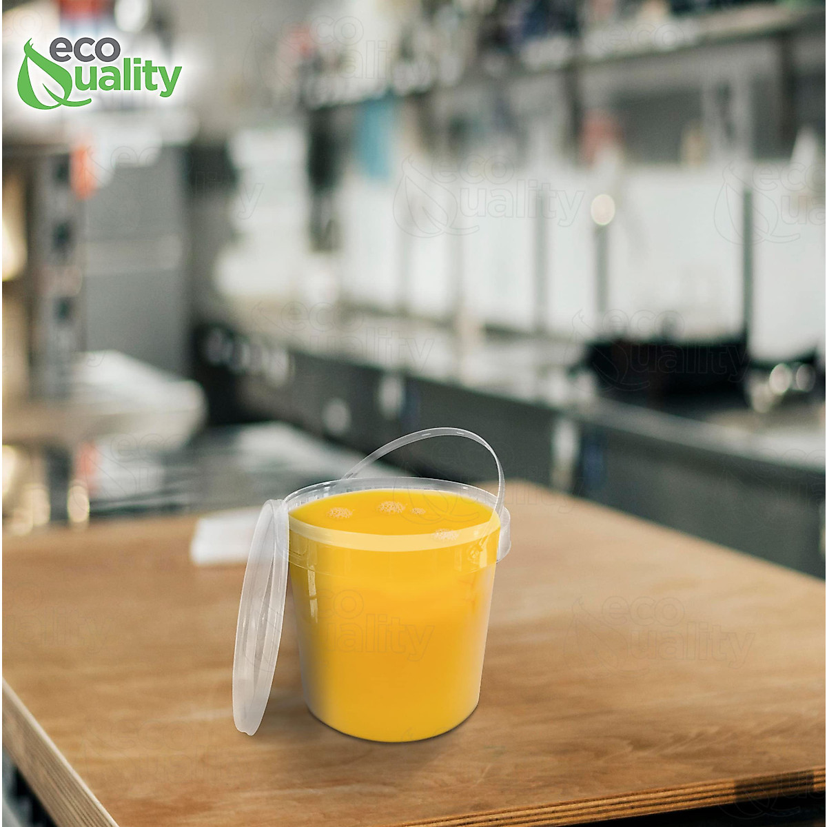 1 Gallon (128 oz) Clear Plastic Bucket with Lid and Handle (60 Pack), Ice Cream Tub with Lids - Food Grade Freezer and Microwave Safe Food Storage Containers, Round Plastic Pail Container, BPA Free