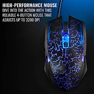 RitzGear Blue Gaming Kit I 4-in-1 LED Combo with Multimedia Keyboard, Optical Mouse, Mouse Pad & Headset with Adapter with CR4-X 4" Monitors and 24 Pack Acoustic Soundproof Wedge Panels