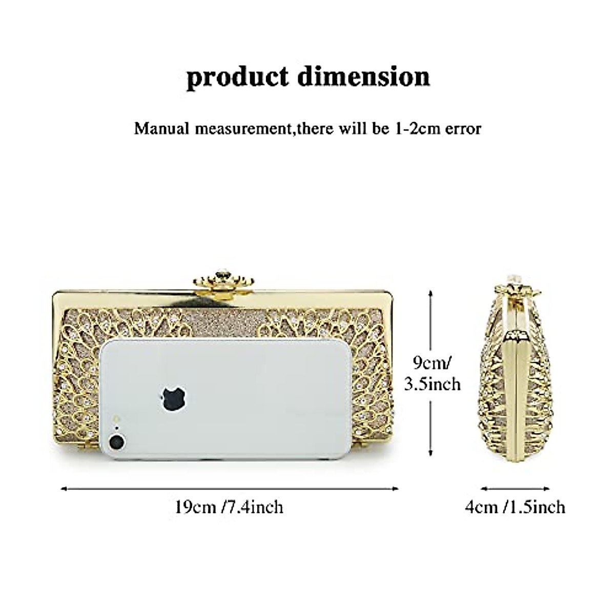 UBORSE Peacock Clutch Bag Rhinestone Vintage Evening Purse for Wedding Cocktail Party Retro Style (Gold)