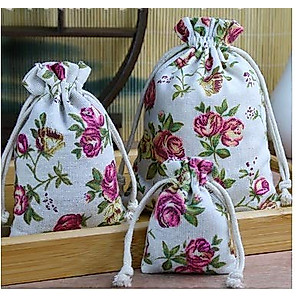 Burlaps Bags with Drawstrings- Jewelry Pounches Sacks Fabric Linen Packing Storage Gift Bag for Wedding Party Shower Christmas Birthday Thanksgiving Halloween DIY Craft, 27 Pcs (5 x 7 inch)