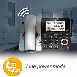 AT&T CL84107 DECT 6.0 Expandable Corded/Cordless Phone with Smart Call Blocker, Black/Silver with 1 Handset