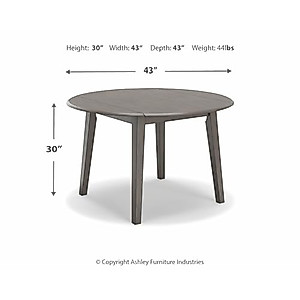 Signature Design by Ashley Shullden Casual Round Dining Small Drop Leaf Table, Seats up to 4, Gray