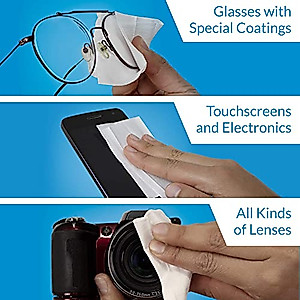 iCloth Lens Cleaning Wipes [5 x 3.5 Inches - 100 Wipes] Safe for All Screens, Electronics & Glasses. Streak & Lint Free, Individually Wrapped, 1 Wipe Can Clean Camera, Smartphone, and Pair of Glasses