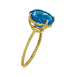 Ross-Simons 8.00 Carat London Blue Topaz Twisted Ring in 14kt Yellow Gold. Size 6
