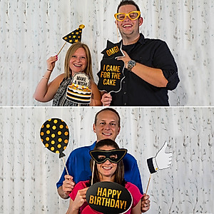 50th Birthday Photo Booth Props – Fabulous Fifty Party Decoration Supplies for Him &Her, Funny Fiftieth Bday Photobooth Backdrop Signs for Men and Women, Black and Gold Décor Ideas – 34 Pieces
