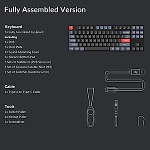 Keychron K8 Pro QMK/VIA Wireless Mechanical Keyboard, Hot-Swappable TKL Custom Programmable Macro Wired Keyboard with Gateron G Pro Brown Switch, RGB Backlit, PBT Keycaps for Mac Windows Linux