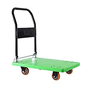 Platform Truck Flatbed Cart Four-Wheel Platform Truck Metal Flat Handtruck Load 440 Lbs Folding Push Cart Lightweight Moving Dolly Cart Reliable