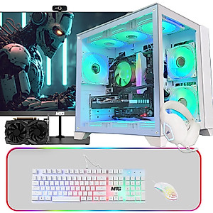 MTG Khuno Gaming Tower PC- Intel Core i7 4th Gen, RTX 2060S 8GB 256bits, 16GB RGB ARGB Ram, 512GB Nvme, 27 Inch 165HZ Gaming Monitor, Gaming Kit Webcam, Win 10 Pro