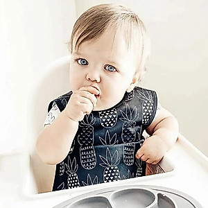 BapronBaby Pineapple Monochrome Bapron - No Neck Tie Safer Bib for Baby & Toddler - Soft Waterproof Stain Resistant - Machine Washable - Sz Preschool 3-5yrs