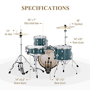 Eastar Adult Drum Set - 18-inch Full-Size Drum Kit for Adults, 4 Drum 2 Cymbal Drum Complete Drum Kit for Intermediate Drummers, Blue (EDS-540BE)