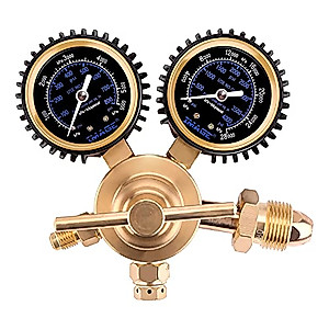 Nitrogen Regulator, IMAGE Nitrogen Gauge with 0-800 PSI Delivery Pressure Equipment Brass, CGA-580 Inlet Connection and 1/4-Inch Male Flare Outlet, Great for HVAC Purging, Brazing and Soldering