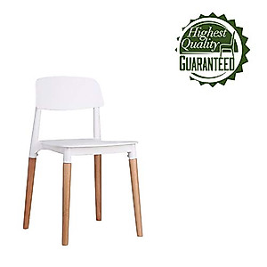 Porthos Home Clyde Dining Chairs Set of 4 with Waterproof and Stain-Resistant PP Plastic Back, Seat and Legs with Woody Accents (Space-Saving Stackable Design for Dining Rooms