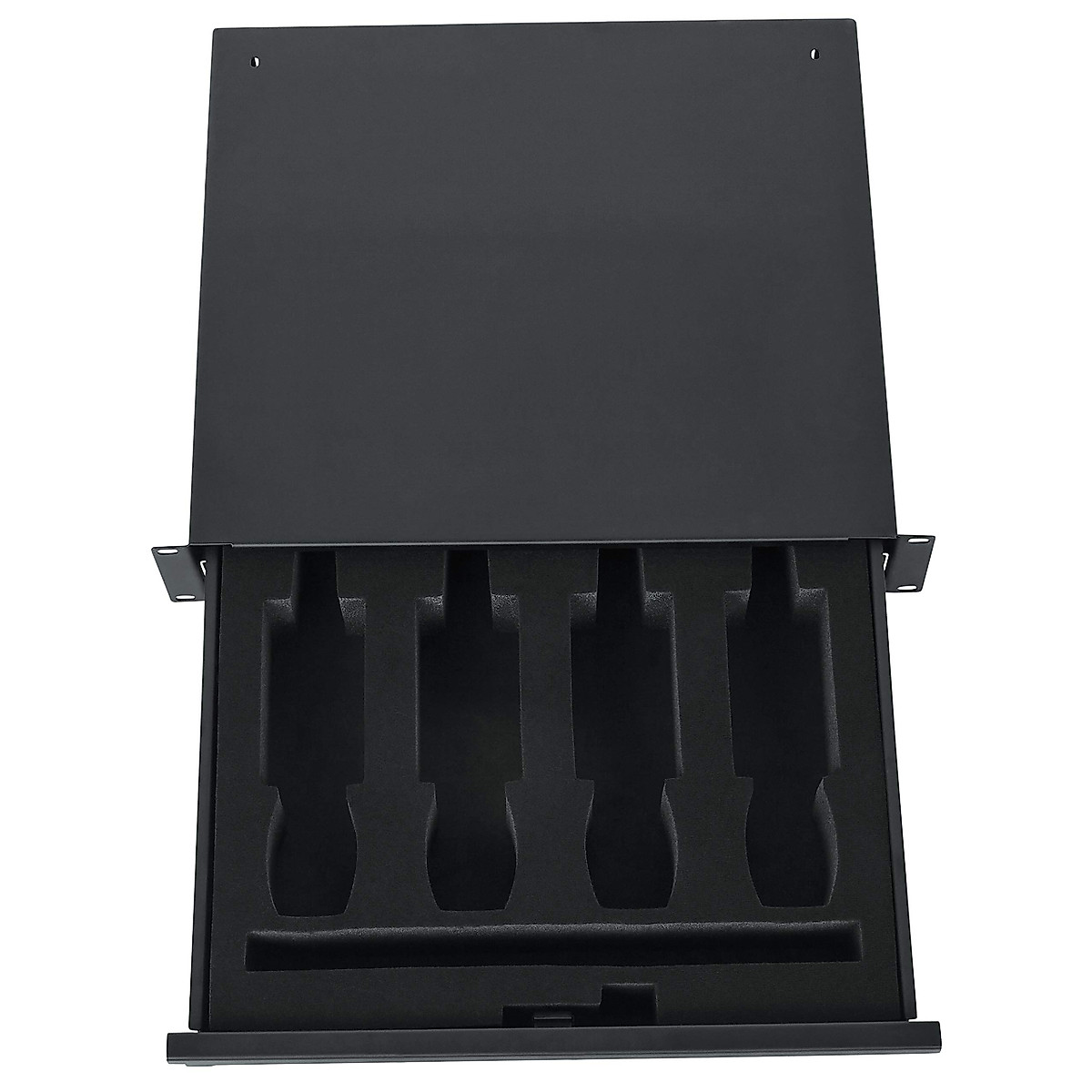 Gator Cases Rackworks Wireless Microphone Rack Mount Drawer - Fits 4 Wireless Microphones and Body Packs; New Compact 2U Design (GRW-DRWWRLSS)