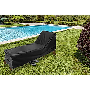 Patio Chaise Lounge Cover, Waterproof Sunlounger Cover, 420D Upgraded Heavy Duty Outdoor Lounge Chair Cover, Anti-UV and Dustproof Lawn Furniture Cover, Durable Oxford Cloth and Large 82 Inch