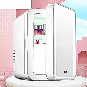 YAARN Small Fridge for Bedroom Beauty Refrigerator Skin Care Cosmetics Facial Mask Refrigerator Household with Mirror LED Mini 8L Dormitory Mini Refrigerator