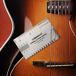 Guitar String Action Gauge, COENGWO String Height Gauge Ruler Guitar Setup Measuring Tool Kit for Guitar, Bass, Mandolin, Banjo