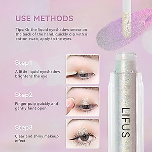 LIFUS Liquid Eyeshadow, Korean Eye Glitter Makeup - Long Lasting, Highly Pigmented, Quick-Drying, 1.0 Fl Oz, C1