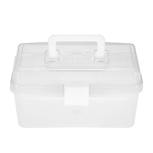 BUZHI Art Organizer Box,Clear Plastic Art Storage Box Watercolor Oil Painting Supplies Multipurpose Case Portable for Artists Students