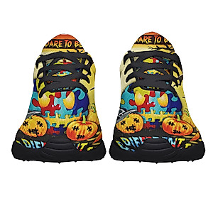 Dare to Be Different Autism Awareness Halloween Shoes for Men Women Running Sneakers Breathable Casual Sport Tennis Shoes Gift for Him Her Black Size 11