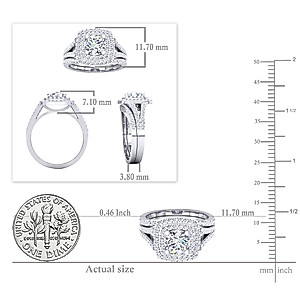Dazzlingrock Collection 2.70 ctw Round Cubic Zirconia Double Halo Engagement Ring Set for Her (6mm Center Stone) in 10K White Gold, Size 8