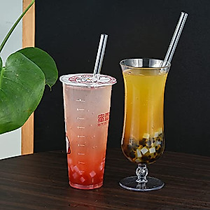 ALINK Reusable Clear Smoothie Straws, 10 in x 10 mm Jumbo Tritan Hard Plastic Drinking Straws, Individually Wrapped, Pack of 6 with Cleaning Brush and Carrying Case