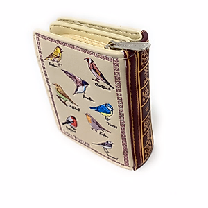 Shag Wear Book of Birds Small Wallet for Women and Geet Girls Vegan Faux Leather 4.5" Beige