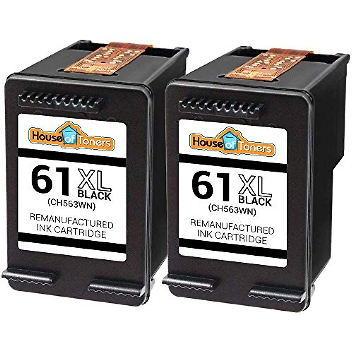 Houseoftoners Remanufactured Ink Cartridge Replacement for HP 61XL 61 XL for Hp Envy 4500 5530 5534 5535 Deskjet 1000 1056 1010 1510 1512 2540 3050 050A Officejet 2620 4630 (2 Black)
