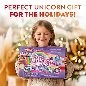 Playz Unicorn Slime & Crystals 100+ Science Experiments Kit Gift for Girls & Boys to Make Glow in The Dark Unicorn Poop, Snot, Fluffy Slime, Crystals, Putty, Arts & Crafts for Kids Age 8-12