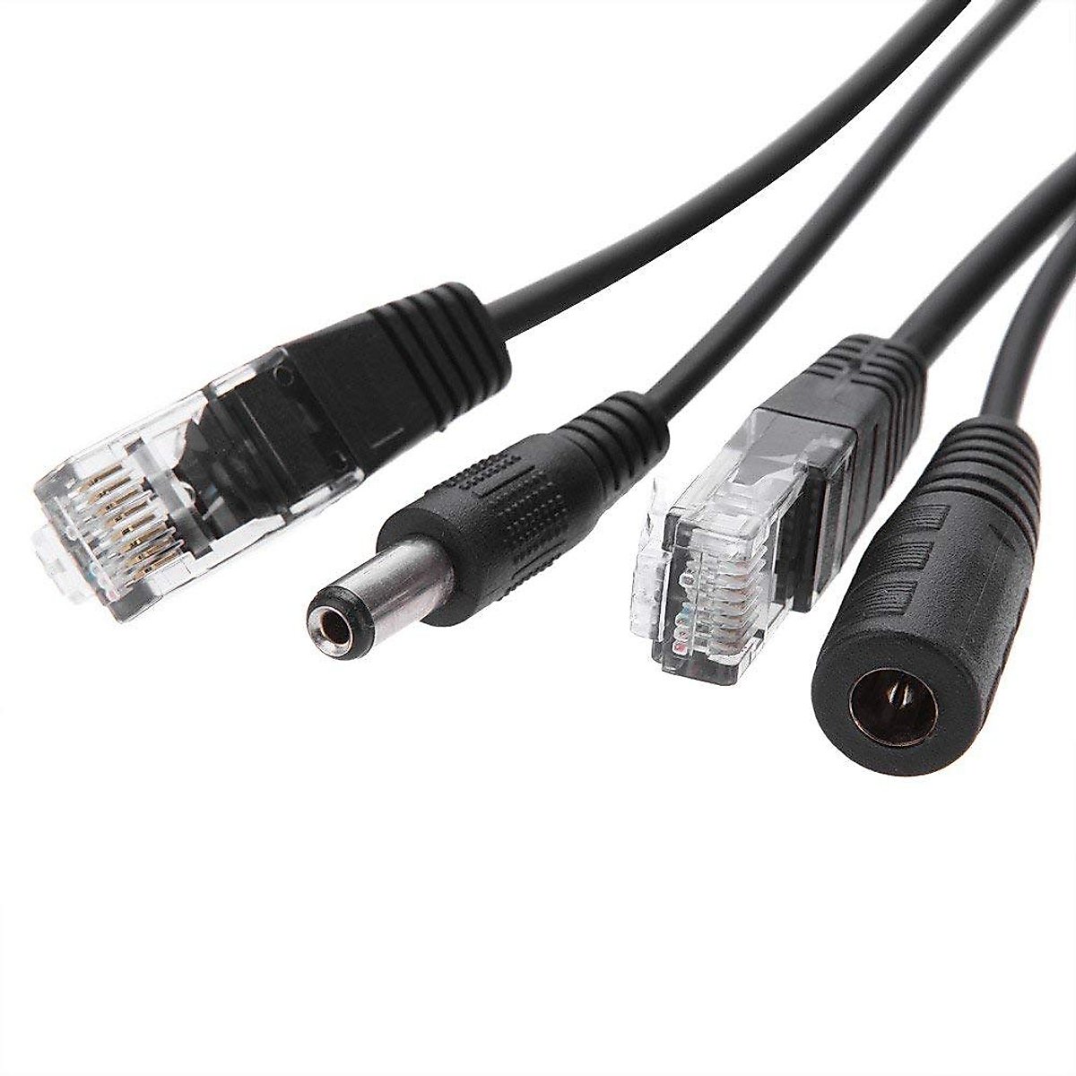BeElion 4Pairs Passive PoE Injector and Splitter Kit with 5.5x2.1 mm DC Powerline Adapter Connector for IP Security Camera 10/100Mbps Network