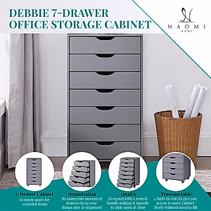 Naomi Home 7-Drawer Unit Craft Storage Cabinet Makeup Organization and Storage Drawers White