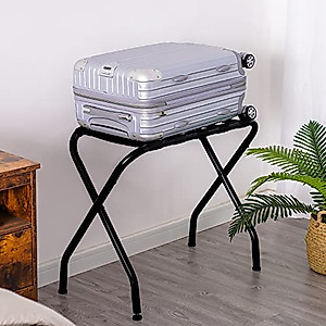 Heybly Luggage Rack,Steel Folding Suitcase Stand for Guest Room Bedroom Hotel,Black,HLR001B1