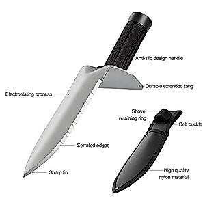 Metal Detector Digger Tool, Sturdy Serrated Edge Metal Detecting Shovel, Heavy Duty Double Serrated Digging Tools for Metal Detector, Gardening Accessories Digging Knife with Sheath for Belt Mount