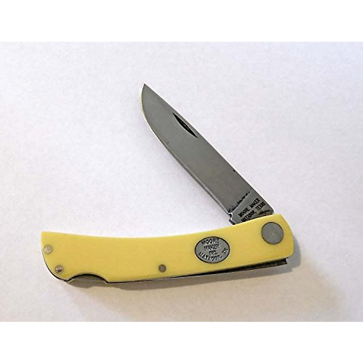 Moore Maker 3102LB Yellow Delrin Small Sodbuster Lockback.