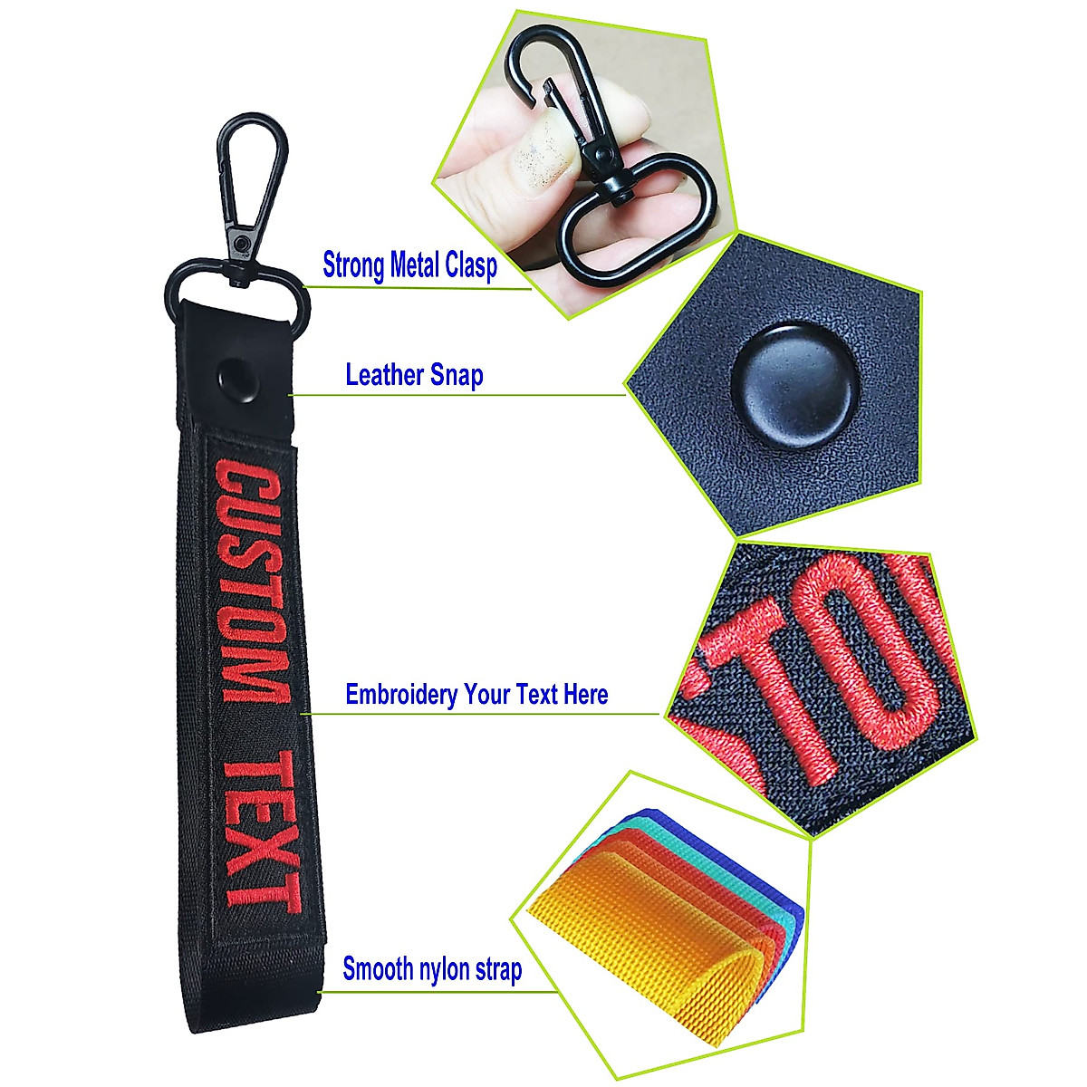 Uayma Keychain Wristlet Lanyard embroidery, personalized lanyard keychain for women and men travel, Nylon belt lanyard for car keys (Dog Buckle)