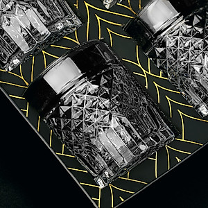 Crystal Whiskey Glasses - Set of 4 Prestige Glass Tumblers (9.5oz, 280ml) for Whisky, Scotch & Bourbon - Brilliant Rocks Glasses for Cocktails & Drinks - Elegant Gold Foil Gift Box