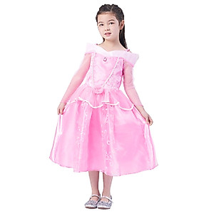 IKALI Girls Princess Dress up Costume Halloween Cosplay Pink Party Dress