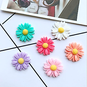 Just Follow 8 Pairs Bohemian Sweet Tiny Resin Sunflower Daisy Flower Stud Earrings Set For Women Sensitive Ears (Light Pink+Pink+Orange+Red+Green+Yellow+Purple+White)