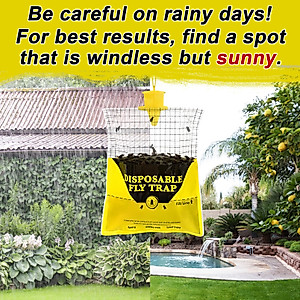 2 Pack10.8 * 12.6 Inch Big Fly Traps Disposable Bag Outdoor Hanging with Natural Baited, Mosquito Bug Flying Insect Trap Catchers Killer, Stable Horse Fly Hunter Trap Control for Barn Ranch