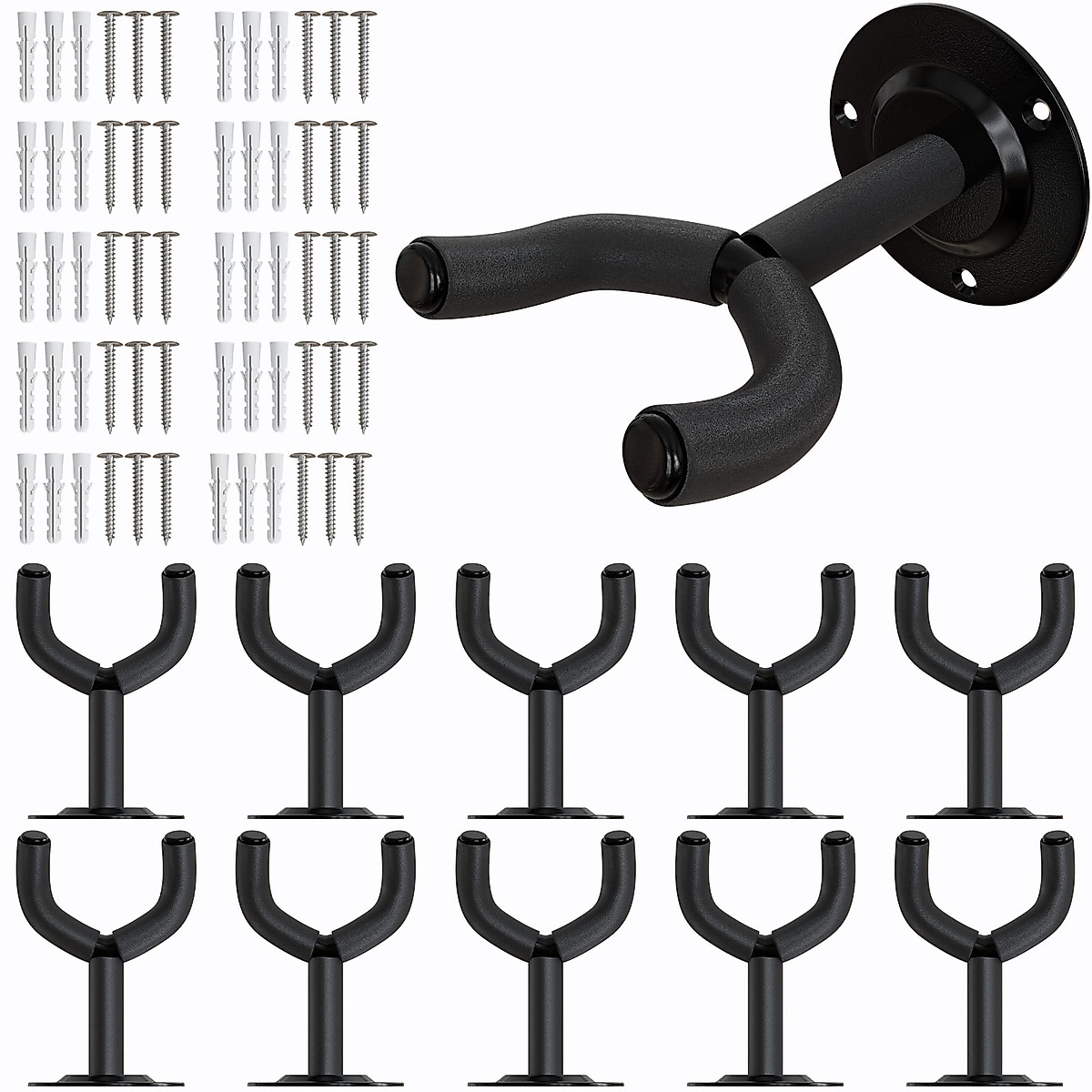 NATIKON Adjustable Guitar Wall Hanger 6.5 inches with Secure Wall Mount Hook