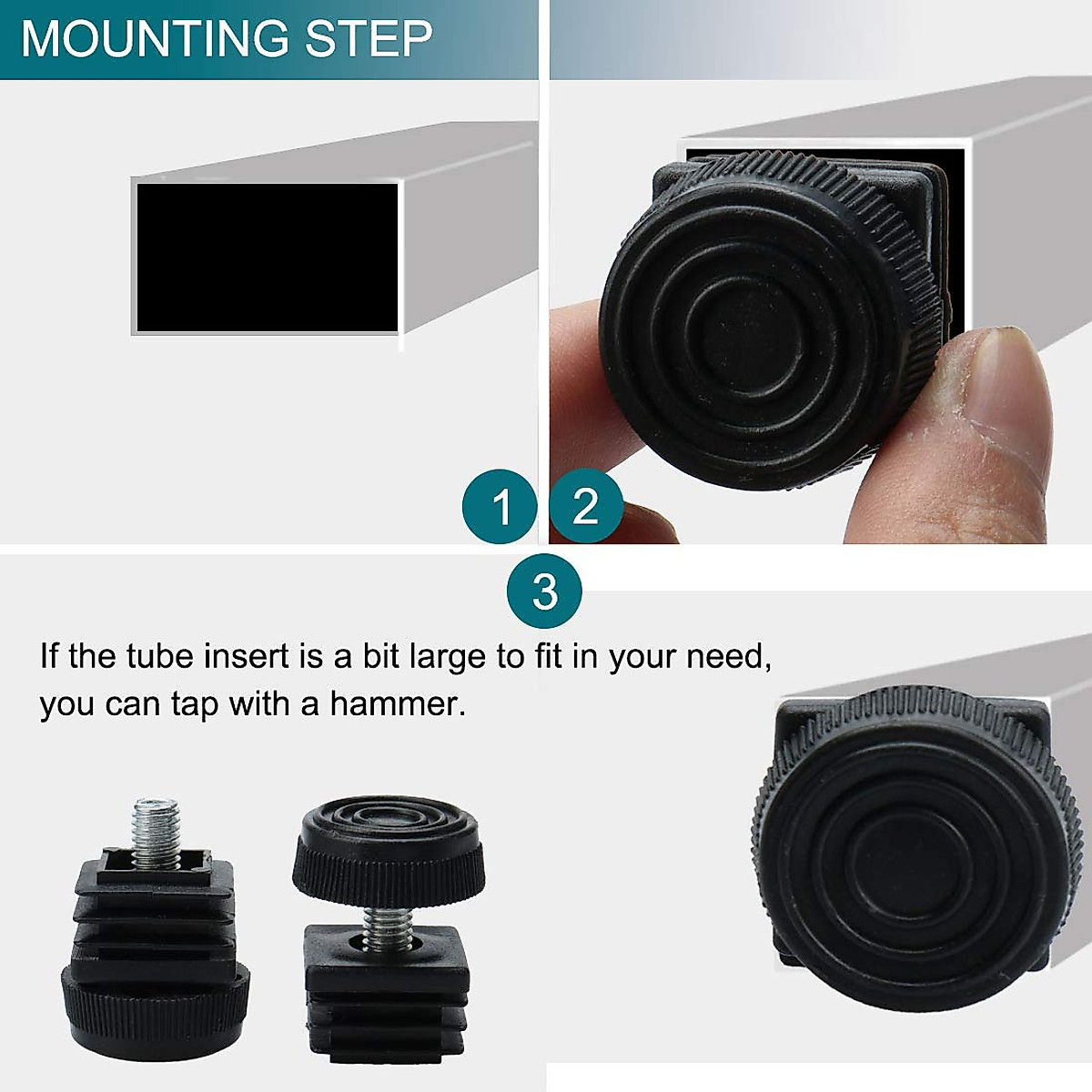 uxcell 10 Sets 30mm Base Dia Adjustable Leveling Foot 25mmx25mm Square Insert Kit