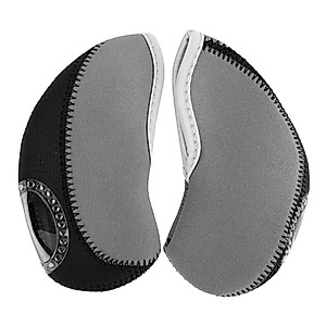 Dilwe 10 Pcs Putter Protector, Wedge Neoprene Iron Head Cover with Zipper Long Neck See Through Window Covers (Gray+Black)