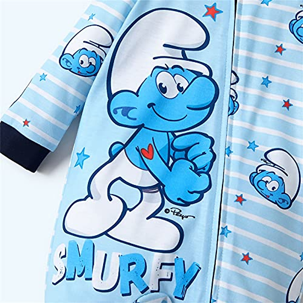 AdoraCute by PatPat Smurfs Smurfy Baby Boy Girl Romper Unisex Infant Zip Up Footless Jumpsuit Toddler Coverall 9-12 Months