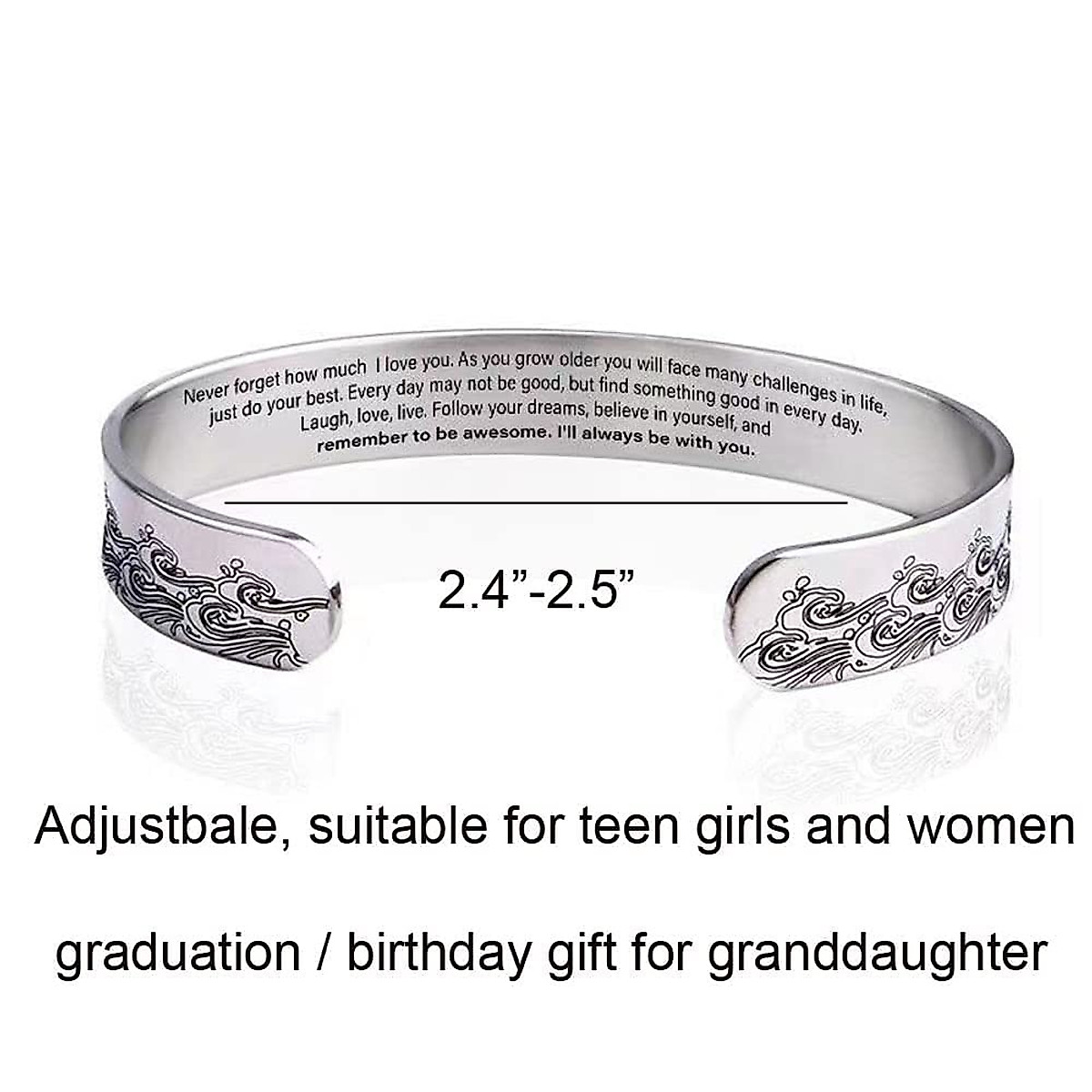 Svana Granddaughter/Daughter Bracelet Gifts From Grandma/Nana with Message Card,Adjustable Morse Code Bracelet for teen girls I love You Inspirational Bracelets for Her, I Will Always Be With You Meaning Birthday Gifts (to Granddaughter-Silver)