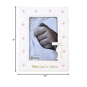Roman Giftware Inc., Sacraments, Baptism & Christening, 7" H Baptism Girl Frame 3.5X5,Religious, Inspirational, Durable (5x1x7)