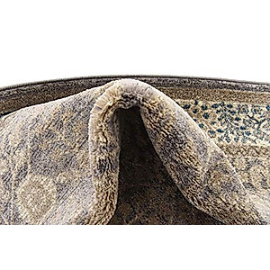 Unique Loom Salzburg Collection Classic Traditional Design Oriental Inspired with Intricate Border Area Rug, 4' Square, Light Brown/Gray