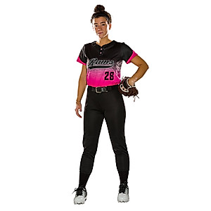 Alleson ATHLETIC Girls' Large (26-28" W) Athletic Fast Pitch Softball Belt Loop Pants, Navy