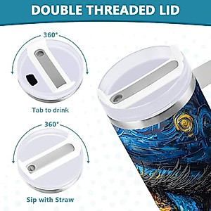 RPLIFE Beautiful Eye Style Blue Tumbler, Stainless Steel Mug, Cups with Lids and Straws