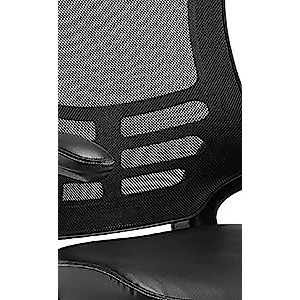 Modway Attainment Vinyl Drafting Chair - Drafting Stool With Flip-Up Arm in Black